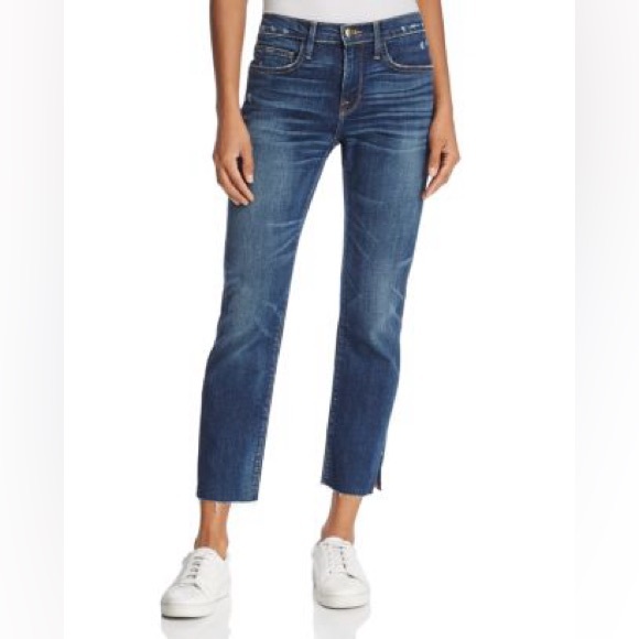 Frame Denim | Jeans | Frame Le Boy Raw Edge Blue Cropped Denim Jeans ...